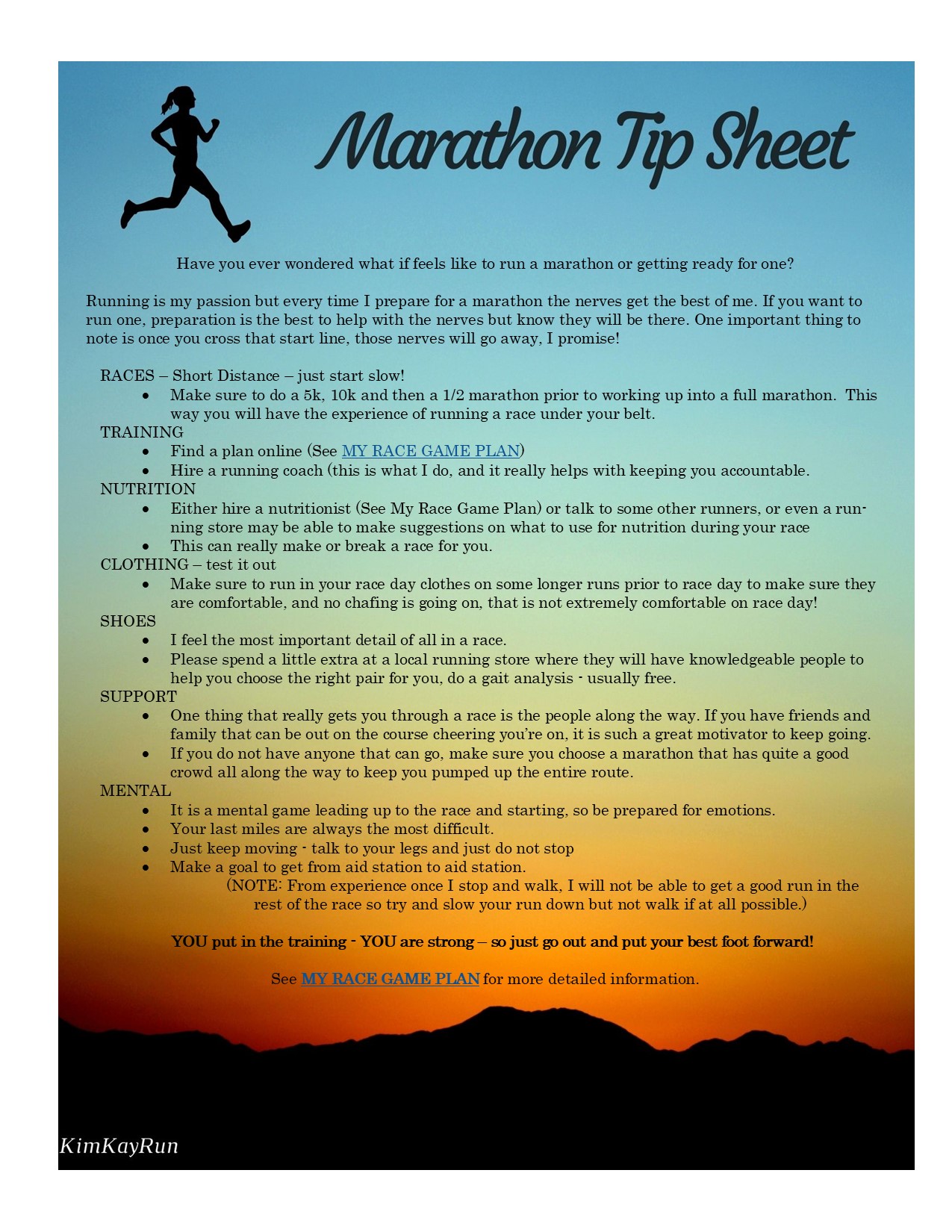 Marathon Tip Sheet | Achieve the distance